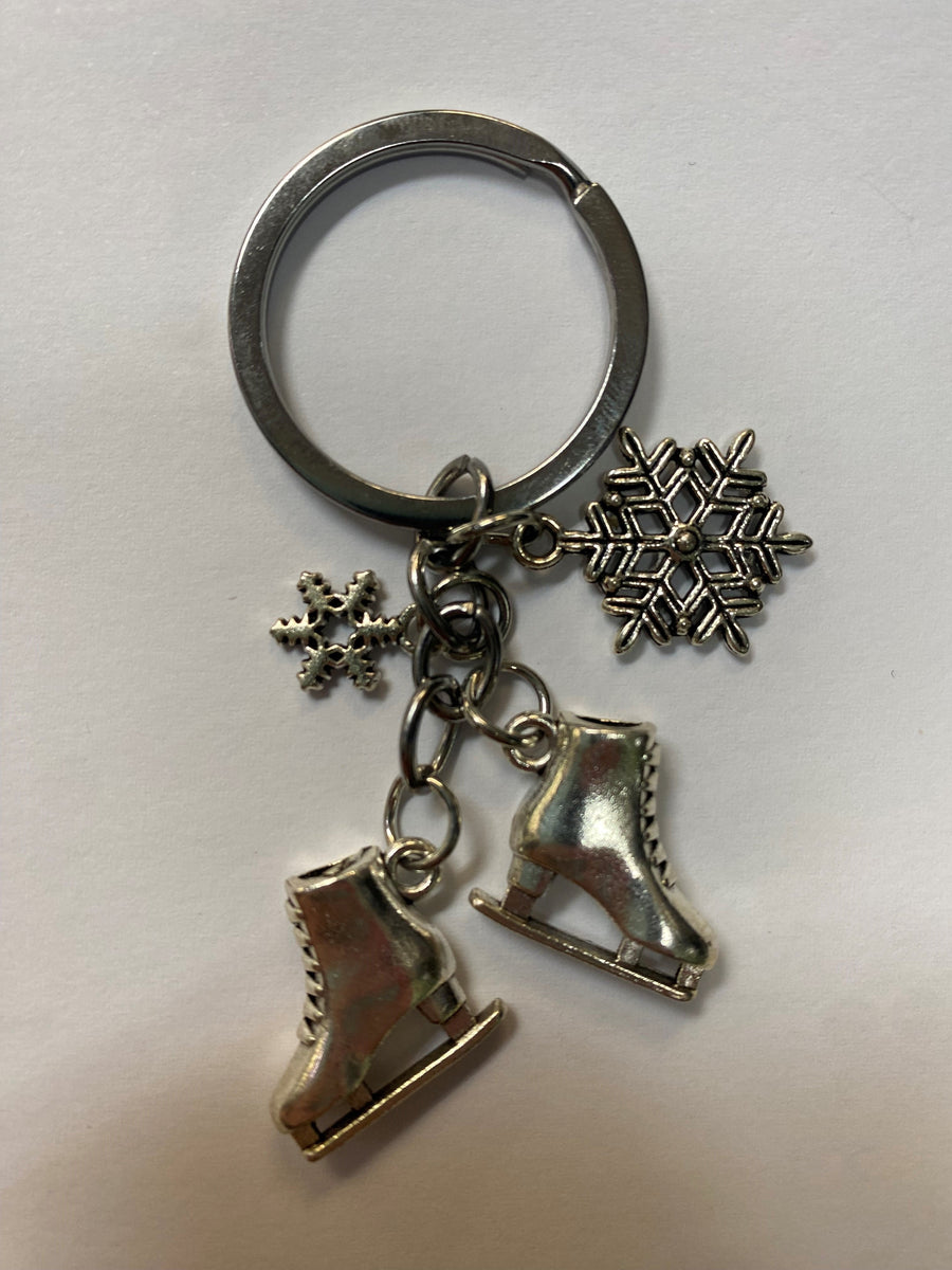 Two Skates and Snowflake Keychain - Silver – mySKATE Proshop
